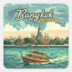 Bangkok Thailand Asia Vintage Travel Temple Square Sticker | Zazzle