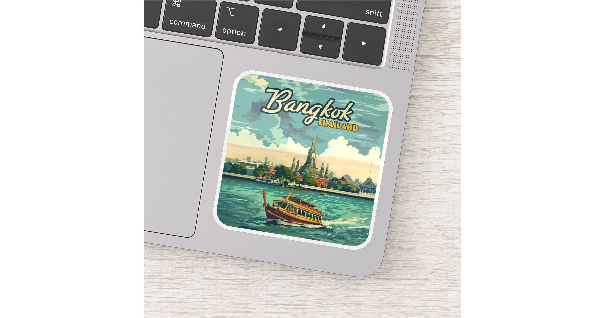 Bangkok Thailand Asia Vintage Travel Temple Sticker | Zazzle