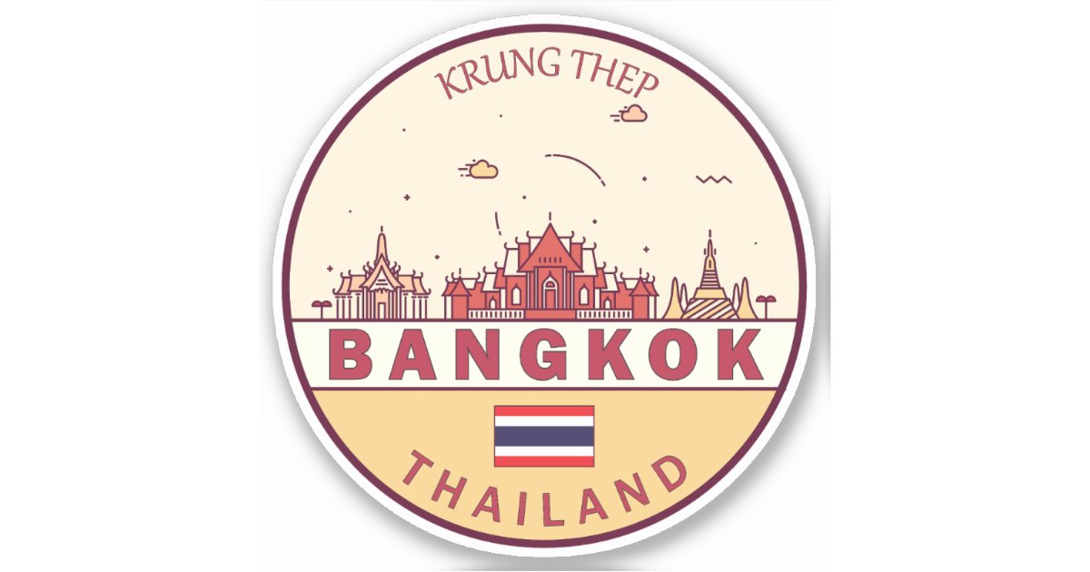 Bangkok Thailand City Skyline Emblem Sticker | Zazzle