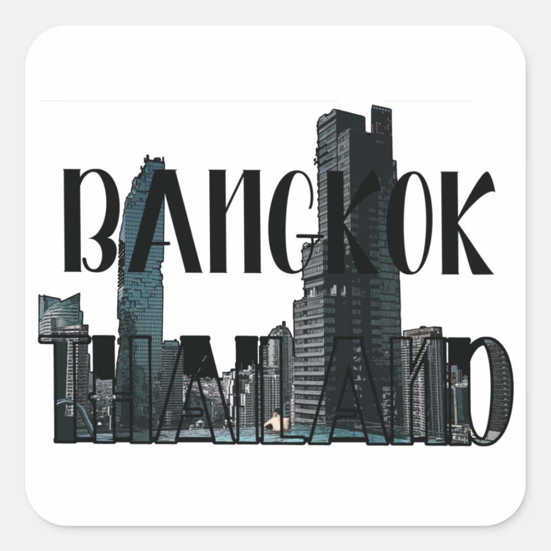 Bangkok Thailand - City, Travel, Thai Square Sticker | Zazzle