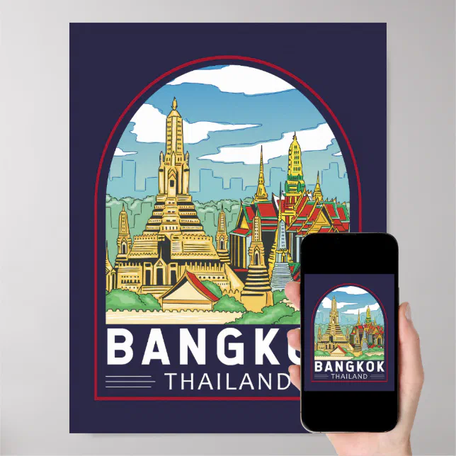 Bangkok Thailand Travel Retro Emblem Poster | Zazzle