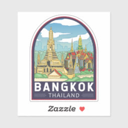 Bangkok Thailand Travel Retro Emblem Sticker | Zazzle