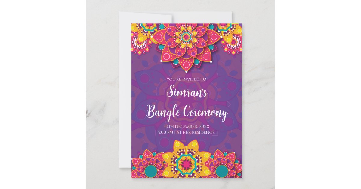 Bangle ceremony invite Choora ceremony invitation | Zazzle