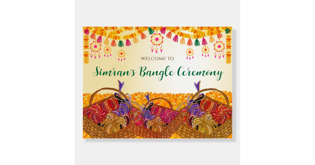 Bangle Ceremony Welcome signs Choora Signs | Zazzle