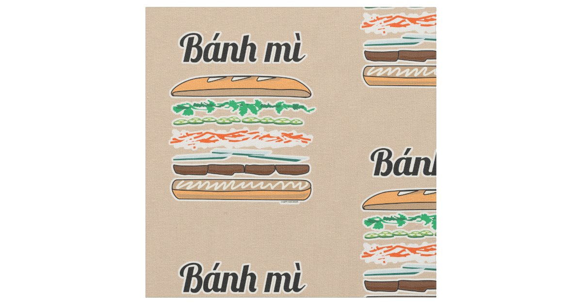 Banh Mi Vietnamese sandwich French bread baguette Fabric | Zazzle