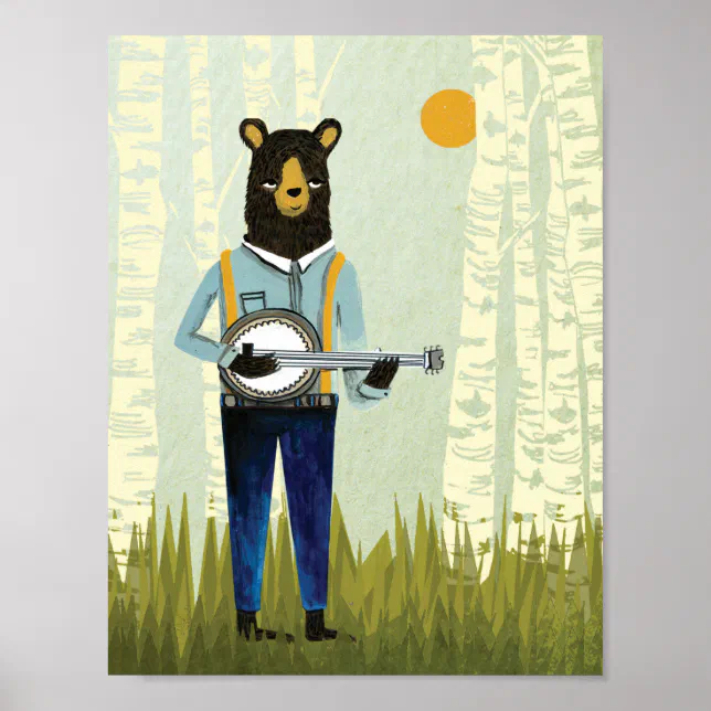 Banjo Bear - Original Version Poster | Zazzle