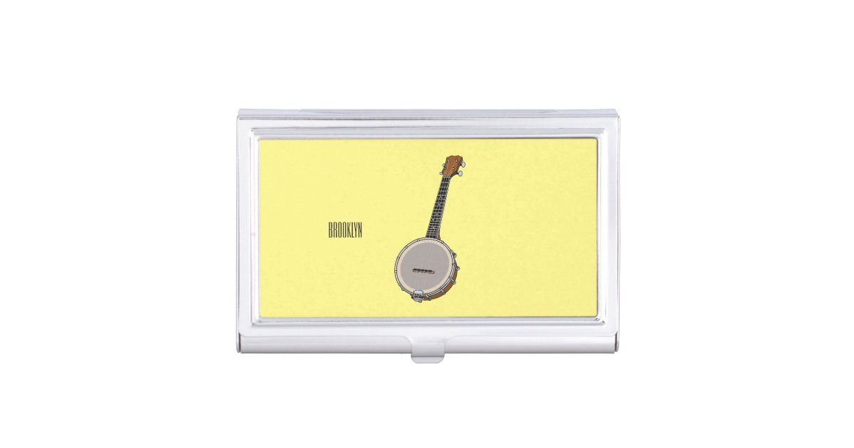 Banjo cartoon illustration business card case | Zazzle