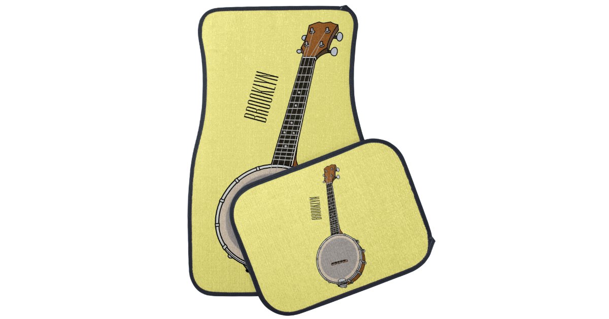 Banjo cartoon illustration car floor mat | Zazzle