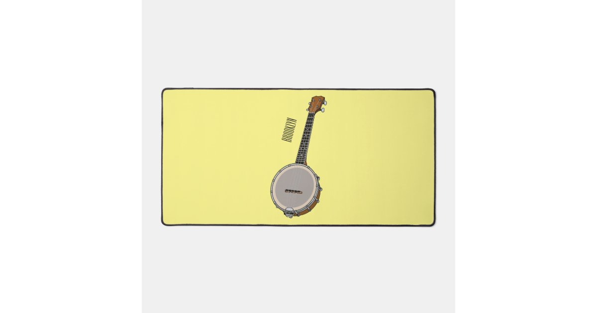 Banjo cartoon illustration desk mat | Zazzle