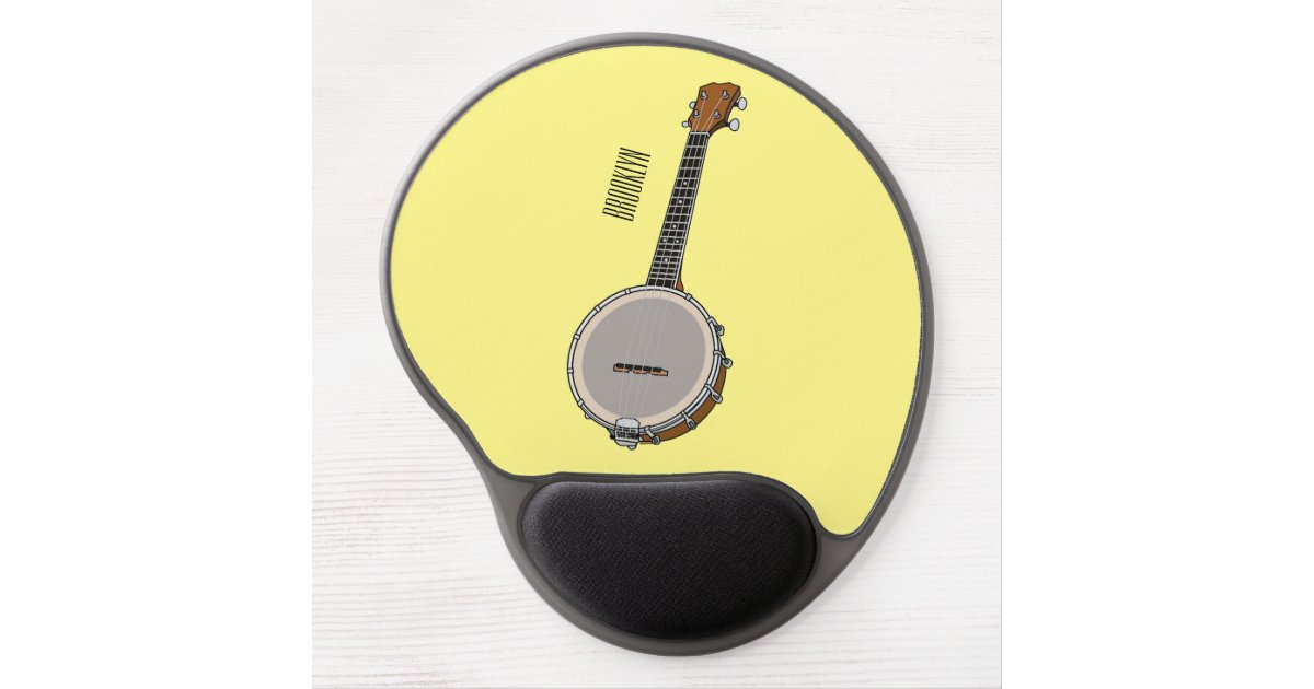 Banjo cartoon illustration gel mouse pad | Zazzle