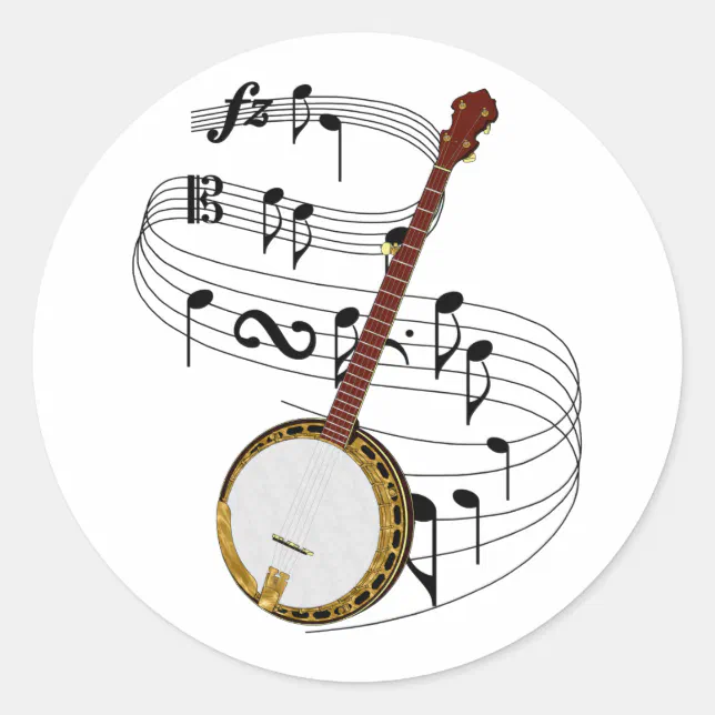 Banjo Classic Round Sticker | Zazzle