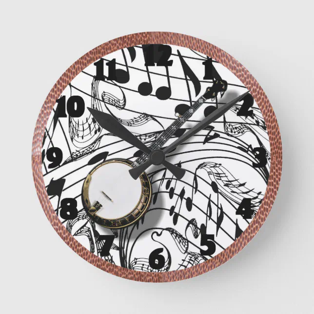 BANJO-CLOCK ROUND CLOCK | Zazzle