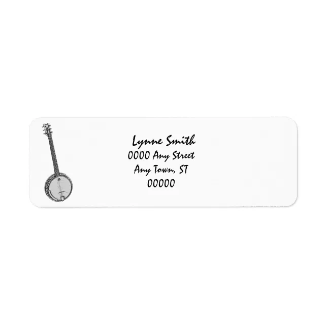 Banjo "Drawing" Label | Zazzle