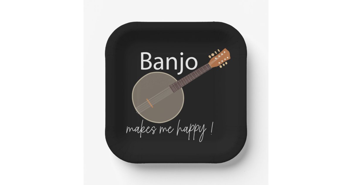 Banjo Makes Me Happy Musical Party Paper Plates | Zazzle