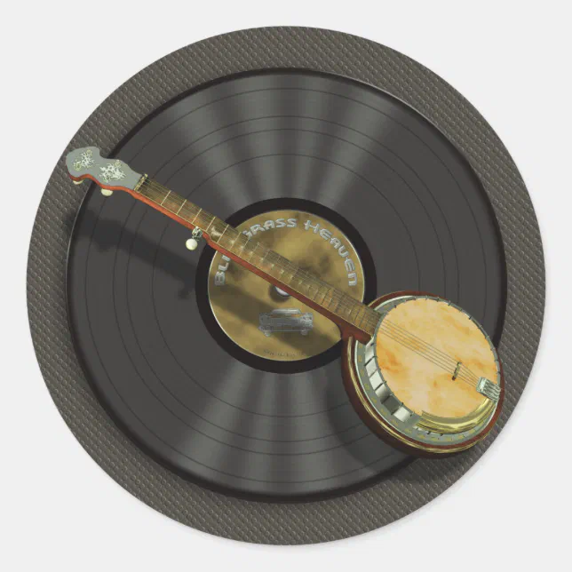 Banjo Music Round Stickers | Zazzle