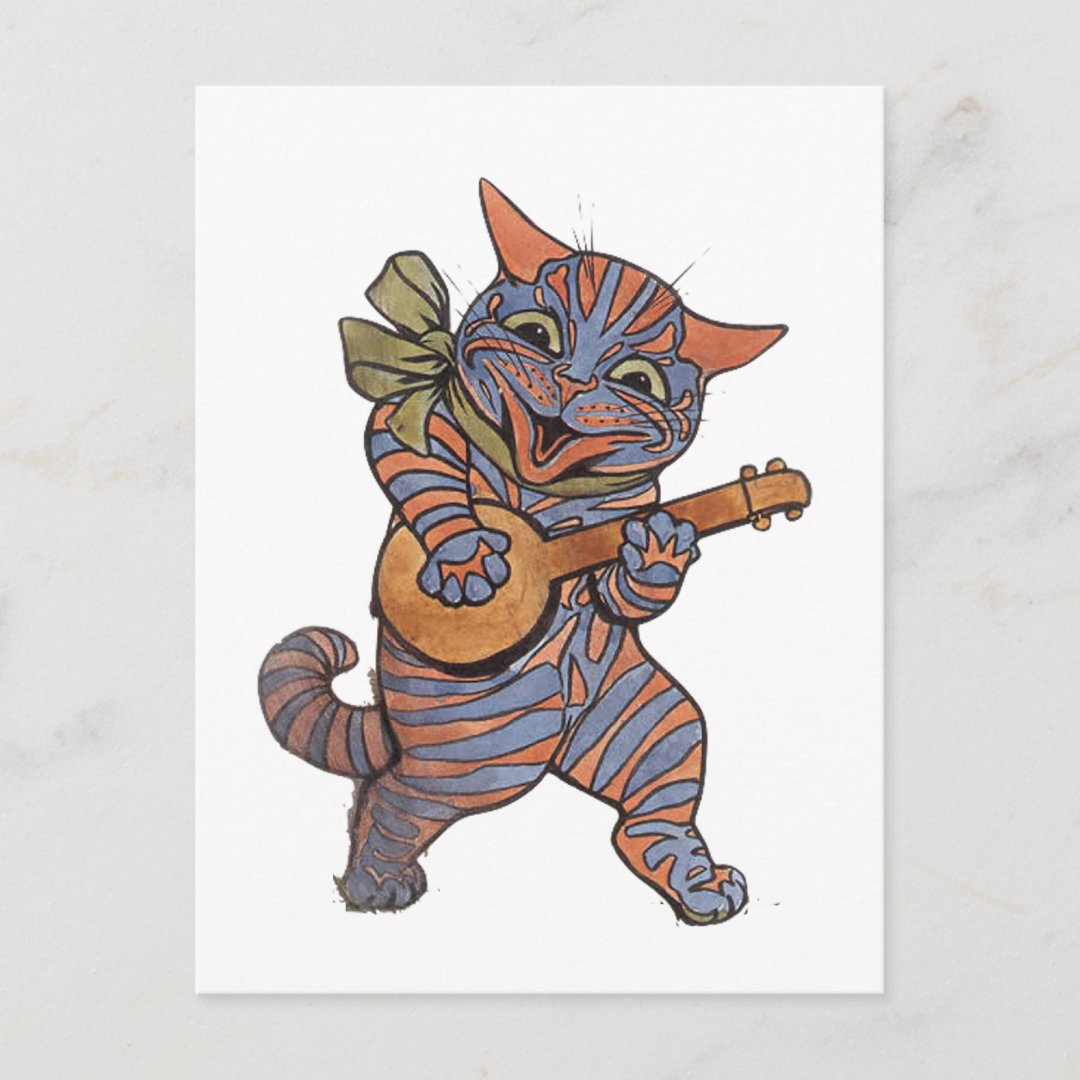Banjo Playing Cat Postcard | Zazzle