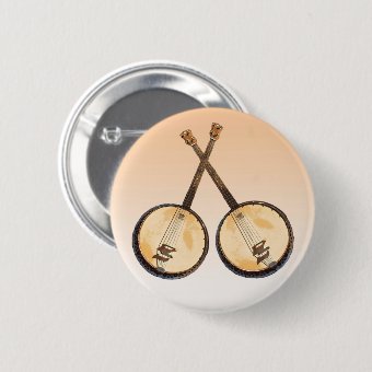 Banjos Musical Instrument Button | Zazzle
