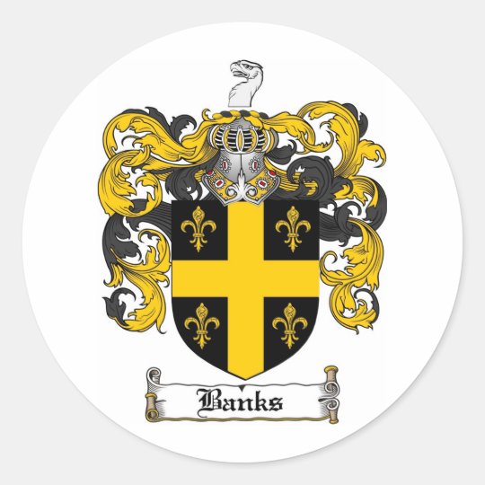 BANKS FAMILY CREST - BANKS COAT OF ARMS CLASSIC ROUND STICKER | Zazzle.com