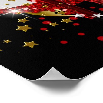 Banner Birthday Party Celebration Red Gold Poster | Zazzle