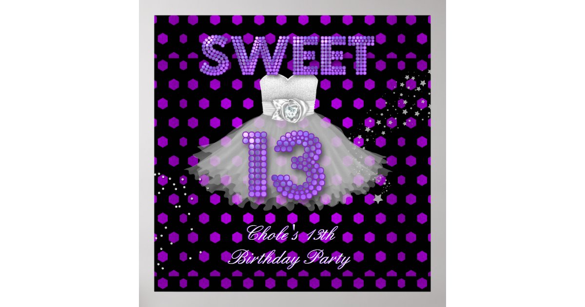 Banner Birthday Sweet 13 Poster Zazzle banner-birthday-sweet-13-poster-zazzle