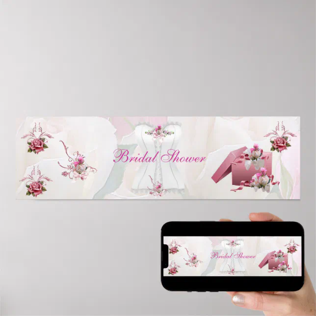 Banner Bridal Shower White Pink Corset Poster | Zazzle