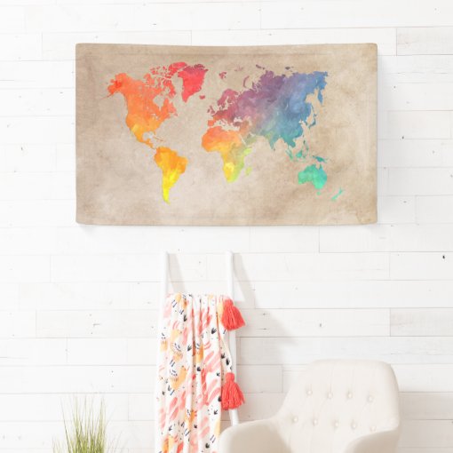 Banner world map #map | Zazzle