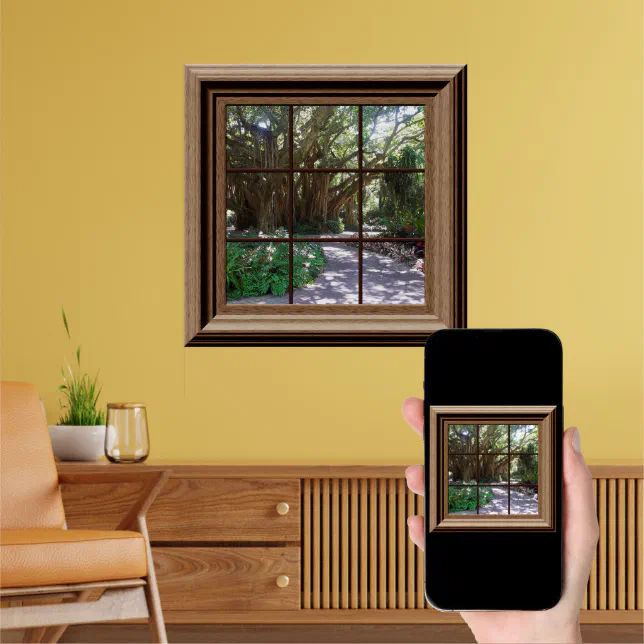 Banyan Tree Fake Window Scene Relaxing Green Poster | Zazzle
