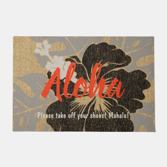 Banzai Beach Hawaiian Hibiscus Floral Aloha Doormat | Zazzle.com