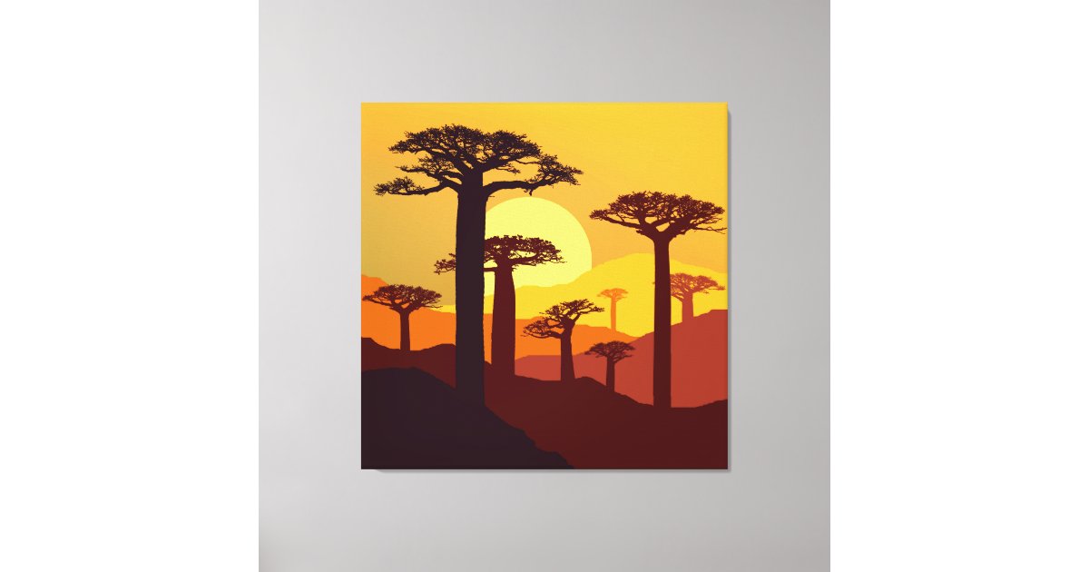 Baobab At Sunset Canvas Print | Zazzle