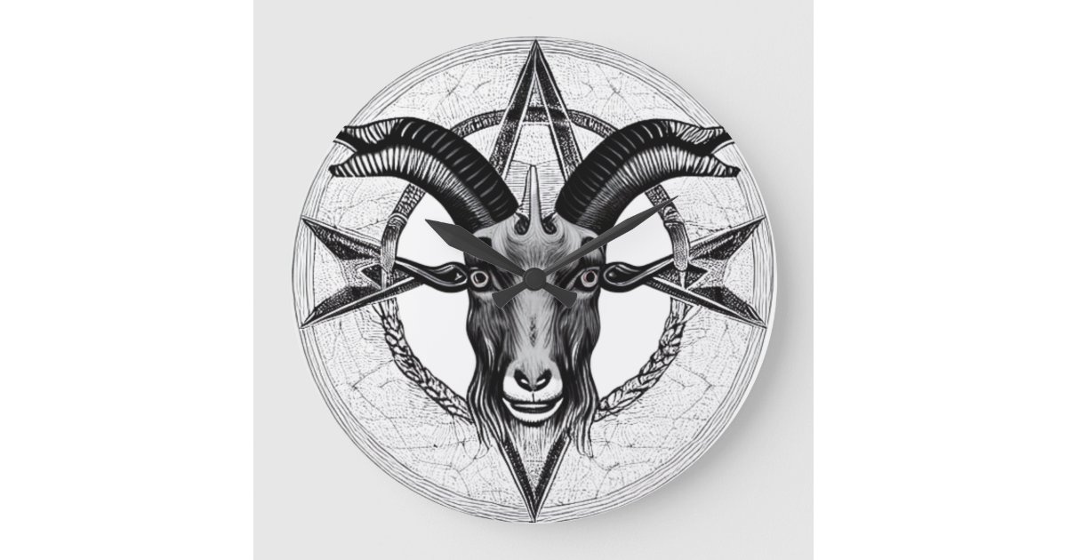 Baphomet Monochrome Goat Head Clock | Zazzle