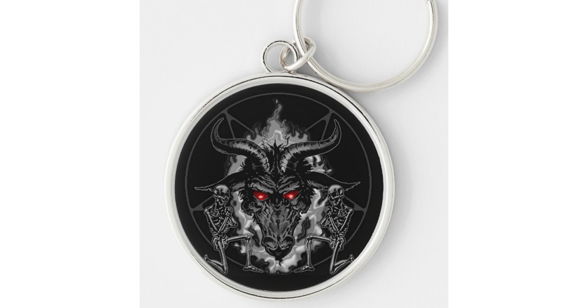 Baphomet Pentagram Black Metal Keychain | Zazzle