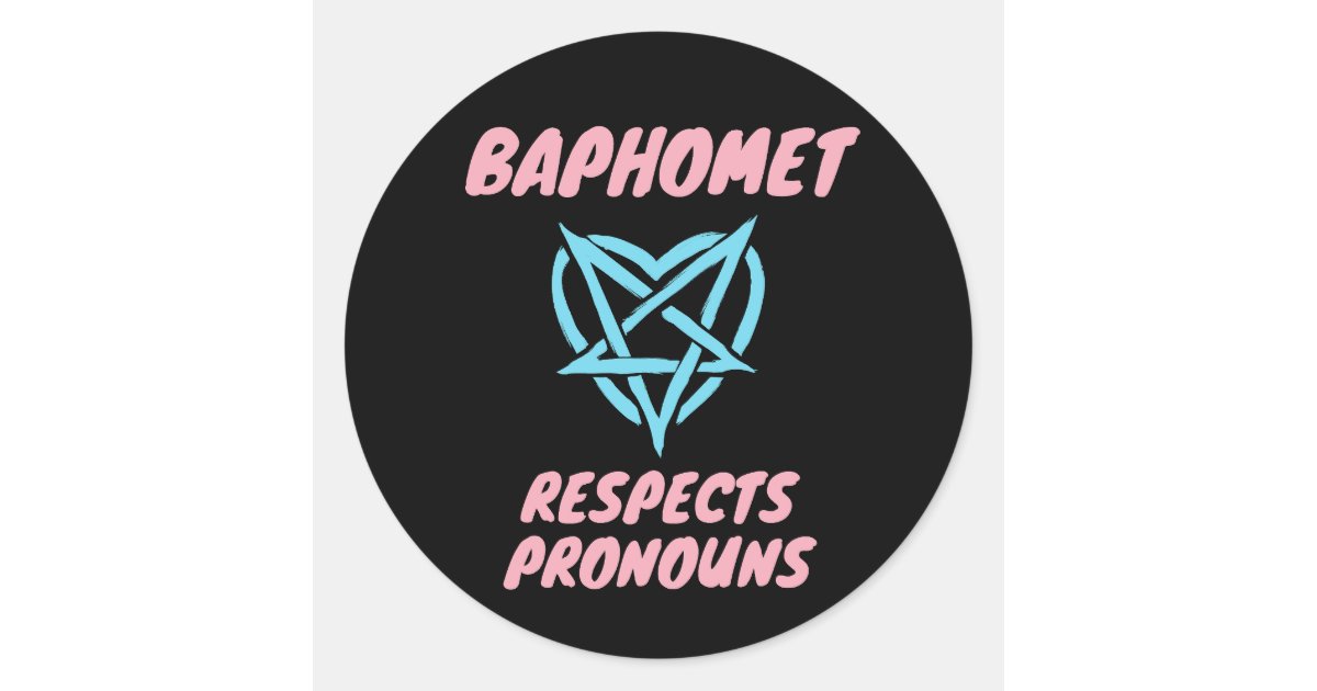 Baphomet Respects Pronouns Transgender Classic Round Sticker | Zazzle