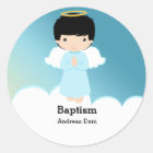 Boy Angel Baptism Christening Classic Round Sticker | Zazzle.com