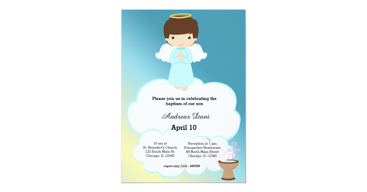 Baptism Angel boy Invitation | Zazzle.com