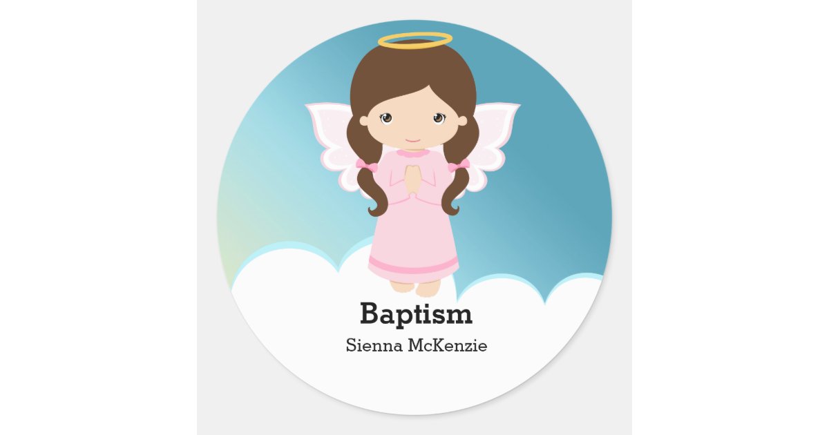 Baptism Angel Girl Classic Round Sticker | Zazzle