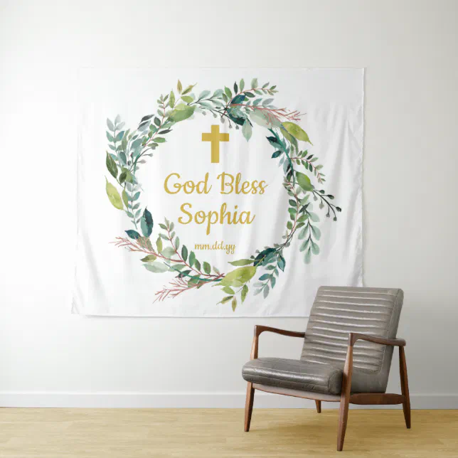 Baptism Backdrop Decorations Girl Boy God Bless | Zazzle