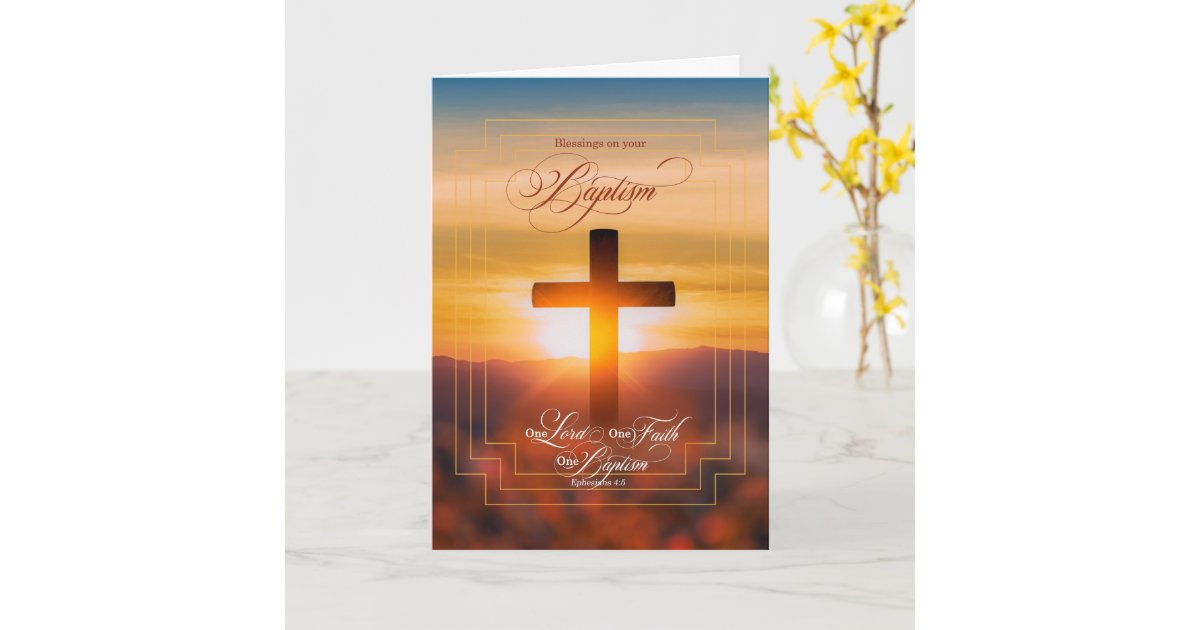 Baptism Blessings Christian Cross and Ephesians Card | Zazzle