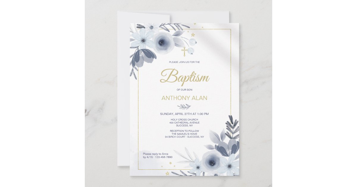 Baptism Blue Invitation | Zazzle