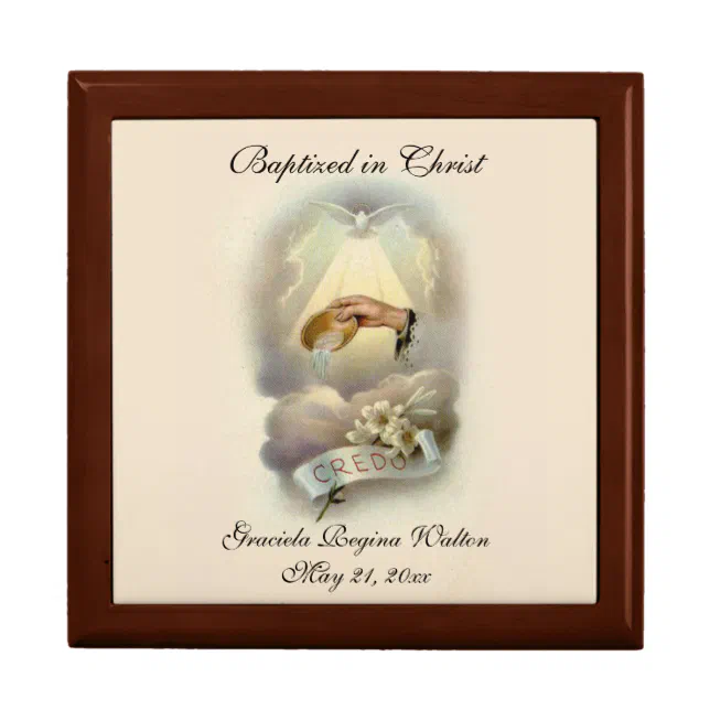 Baptism Catholic Religious Vintage Christening Gift Box | Zazzle