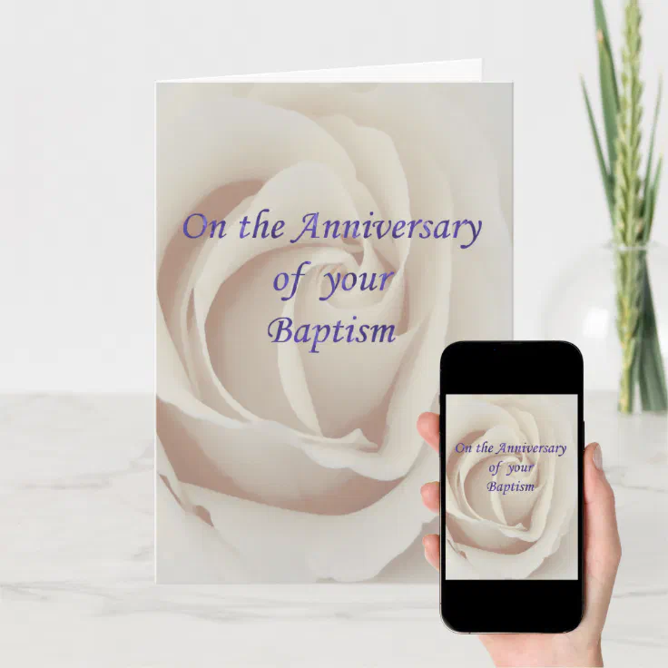 Baptism/Christening Anniversary White rose Card | Zazzle