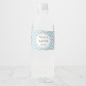 Baptism Christening Blue Gray Bottle Wrapper Water Bottle Label | Zazzle
