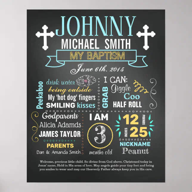 Baptism Christening Chalkboard sign | Zazzle