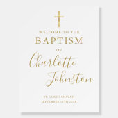 Baptism Christening Gold Welcome Sign | Zazzle