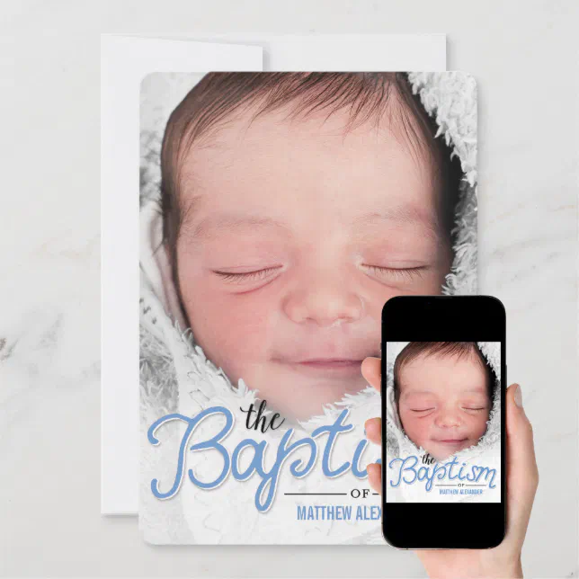 Baptism Cover Baptism Invitation - Blue | Zazzle