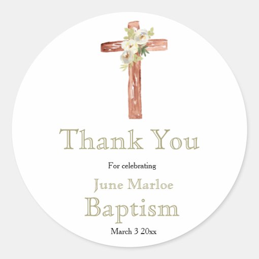 Baptism cross floral envelope seal sticker | Zazzle