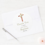 Baptism cross floral envelope seal sticker | Zazzle