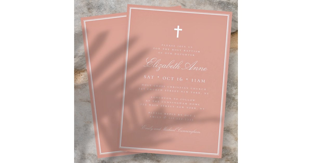 Baptism For Her Classic Elegant Cross Invitation | Zazzle