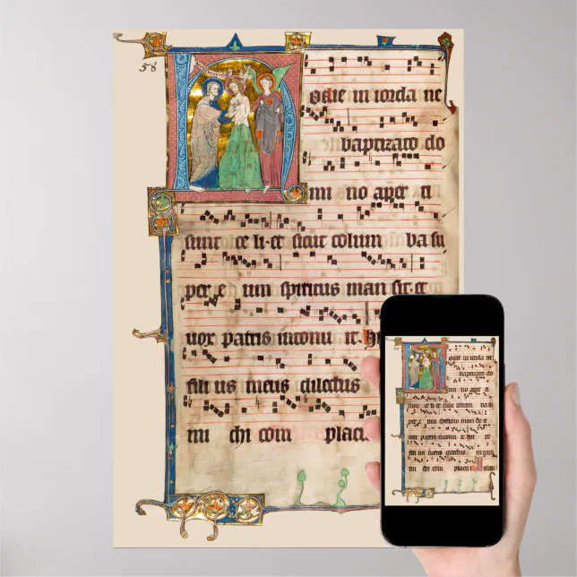 Baptism of Jesus Christ Medieval Chant Manuscript Poster | Zazzle
