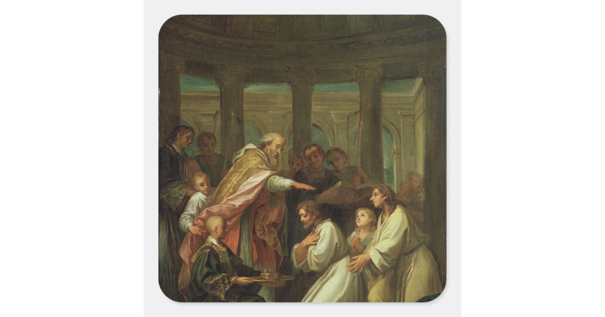 Baptism of St. Augustine Square Sticker | Zazzle