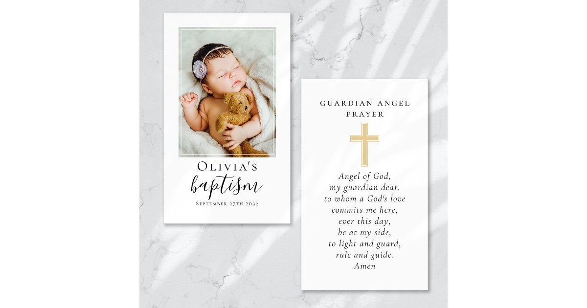 Baptism Photo Keepsake Prayer Card | Zazzle